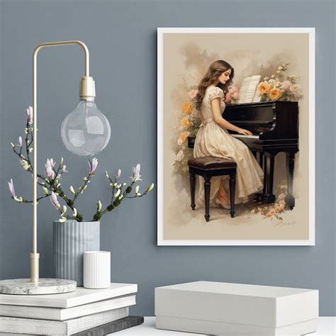 Quadro Vintage Mulher Tocando Piano Quadros Online
