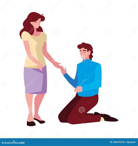 Man On His Knees Proposal Woman Stock Illustration Illustration Of