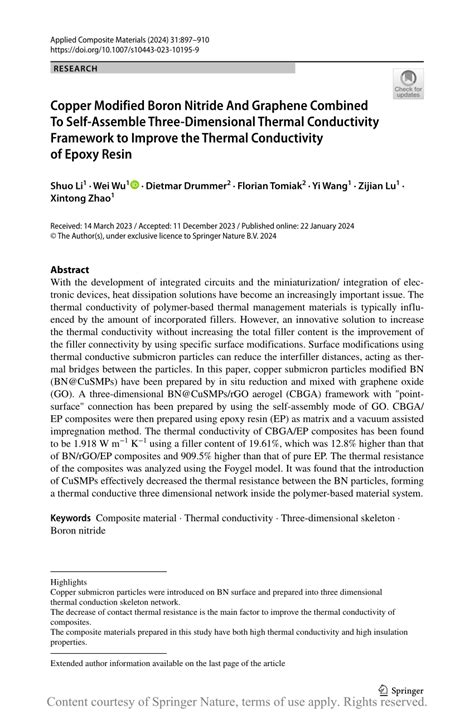 Copper Modified Boron Nitride And Graphene Combined To Self Assemble Three Dimensional Thermal