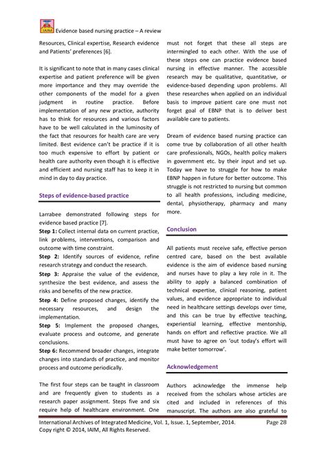 Evidence Based Nursing Practice A Review Iaimeditor Page 3