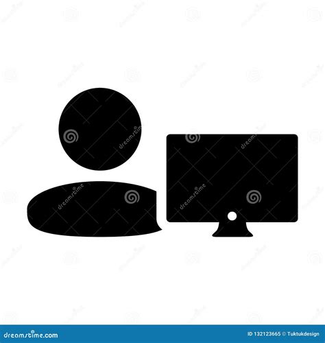 Associate Icon Vector Male Person User With Computer Monitor Screen