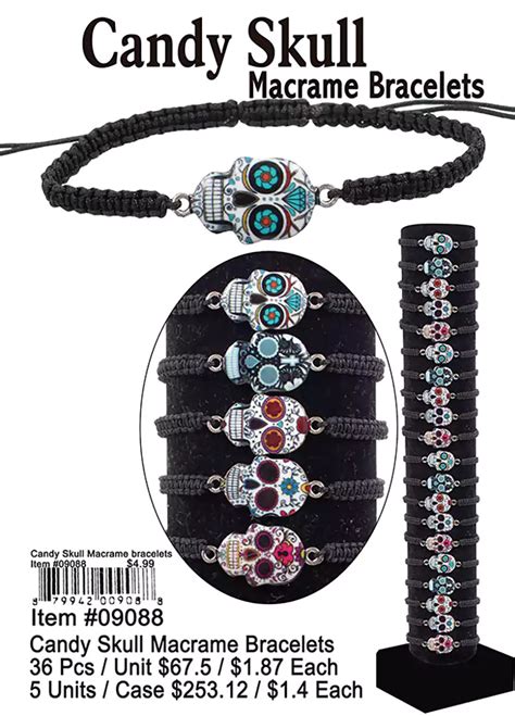 Candy Skull Macrame Bracelets Puka Creations