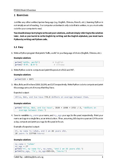 Ps0001 Week 1 Tutorial Solutions Python Exercises And Code Fixes Studocu