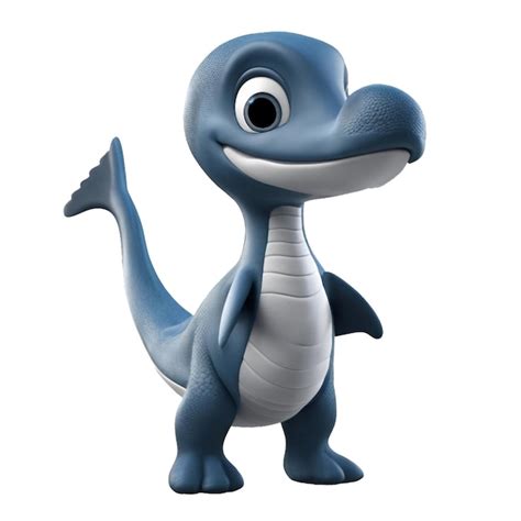 Premium Ai Image Cute Plesiosaurus Dinosaur Cartoon With White