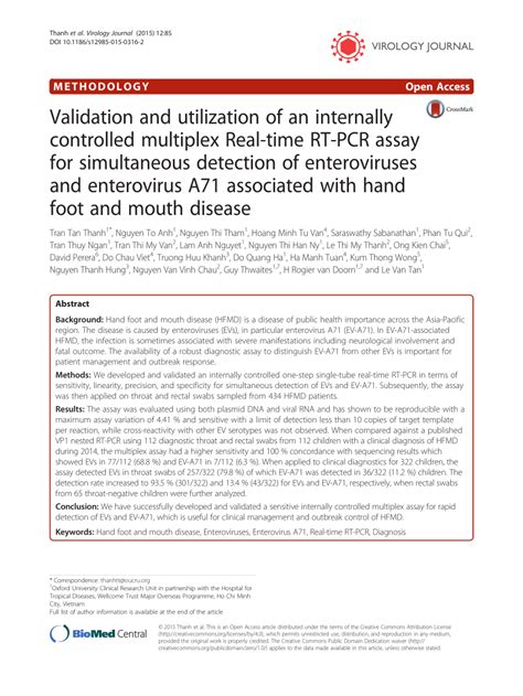 Pdf Validation And Utilization Of An Internally Controlled Multiplex
