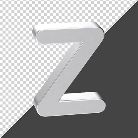 Letra z feita de prata em renderização em d letra z realista em d PSD Premium