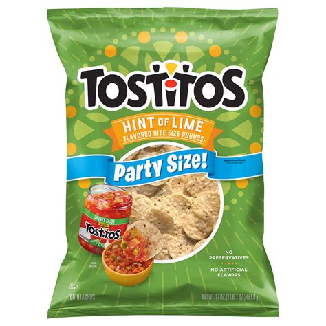 Tostitos Hint Of Lime Tortilla Chips 17 Oz Bag Tortilla Chips