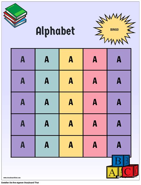 Bunte Alphabet Bingo Karte Storyboard By De Examples