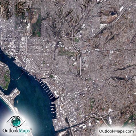 San Diego Tijuana Satellite Map Print Aerial Image Poster