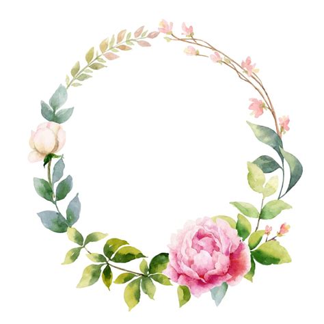 Premium Vector Watercolor Vector Hand Painting Wreath Of Peony