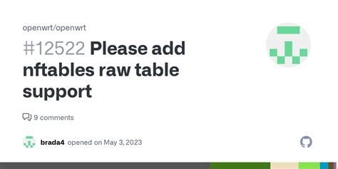 Please Add Nftables Raw Table Support · Issue 12522 · Openwrtopenwrt