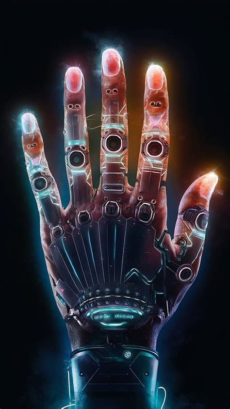 Ai Machine Learning Hands Of Robot And Human Touching On Big Data Network Connection Stock