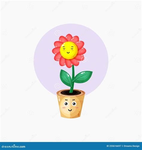 Cute Smiling Face Flower Illustration Design Stock Vector
