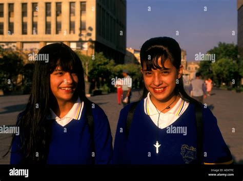 2 Two Mexican People Person Females Girls Teen Teenage Student Stock