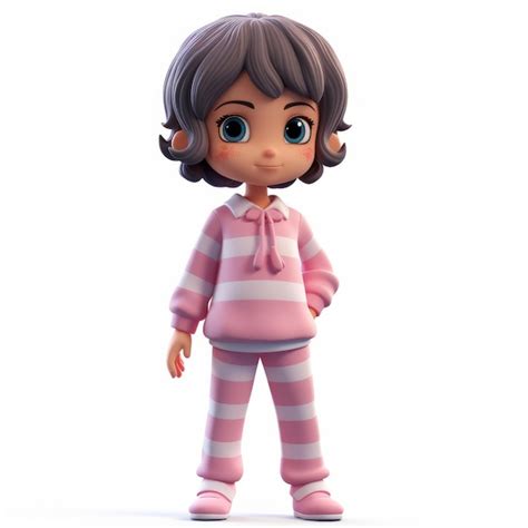 Premium Photo 3d Render Cartoon Girl In Pink Pajamas Photorealistic