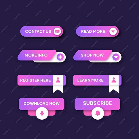 Premium Vector Gradient Colorful Web Button Set