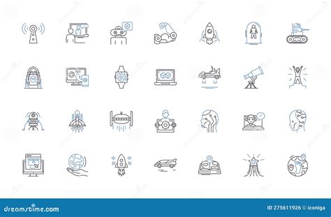 Technological Advances Line Icons Collection Robotics Nanotechnology