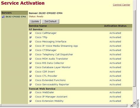 Cisco Callmanager Serviceability Administration Guide Release 4 0 1 Service Activation