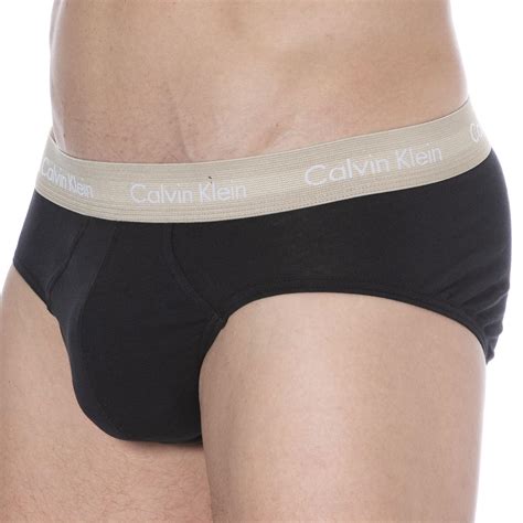Calvin Klein 3 Pack Cotton Stretch Briefs Black Color Waistband