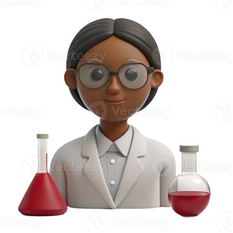 Smiling Female Scientist With Lab Flasks 52569707 Png