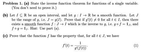 Solved Problem 1 A State The Inverse Function Theorem For