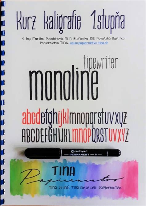 Kaligrafický Cvičný Zošit Monoline Marker Papiernictvo Tina