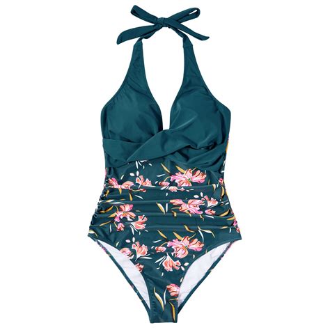 Suuksess Women Sexy Tummy Control One Piece Swimsuits Halter Push Up Monokini