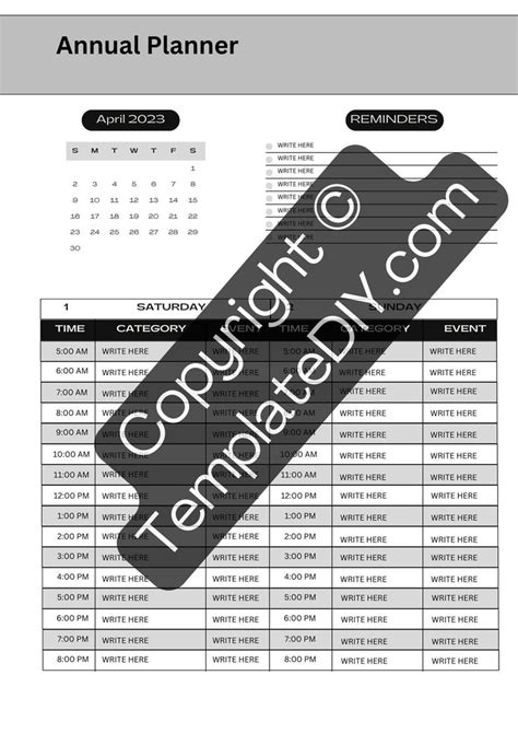 Printable Blank Annual Planner Template Pdf Word Excel Annual