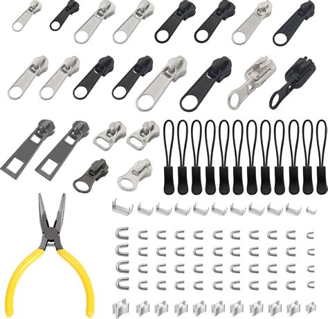 101 Pièces Kit Réparation Fermeture Éclair Curseur Fermeture Eclair Clipsable 3 5 8 Zipper