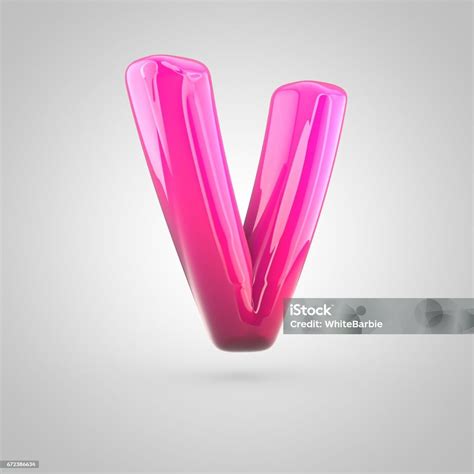 글로시 레드와 핑크 그라데이션 페인트 알파벳 문자 대문자 V 흰색 배경에 고립 0명에 대한 스톡 벡터 아트 및 기타 이미지 0명 3차원 형태 공기 주입 Istock