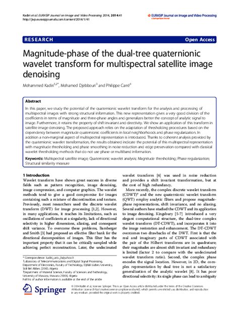 Pdf Magnitude Phase Of The Dual Tree Quaternionic Wavelet Transform For Multispectral