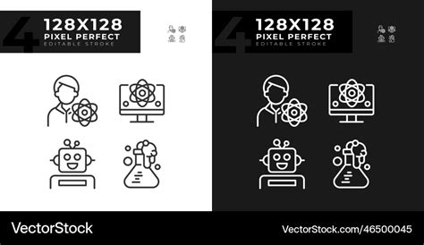 Stem Technology And Ai Pixel Perfect Linear Icons Vector Image