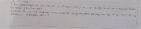 Solved Tanong 1 Ano Ang Napansin Sa Mga Pahayag Maiuugnay Ba Ang