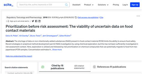 Prioritization Before Risk Assessment The Viability Of Uncertain Data On Food Contact Materials
