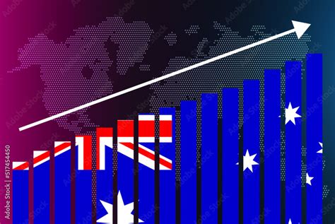 Australia Bar Chart Graph Increasing Values Country Statistics Concept Australia Country Flag