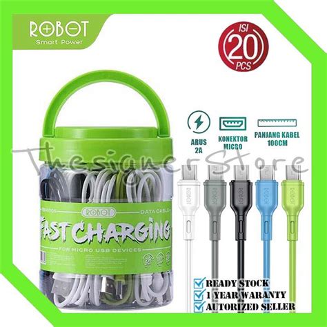 Jual Kabel Data Micro USB ROBOT RBM100S 1M Data Cable 2A Original