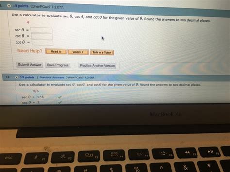 solved use a calculator to evaluate sec theta csc theta