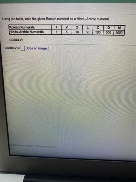 solved using the table write the given roman numeral as a