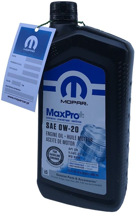 Syntetyczny olej silnikowy 0W20 MOPAR GF-5 MS-6395 - Oleje silnika ...