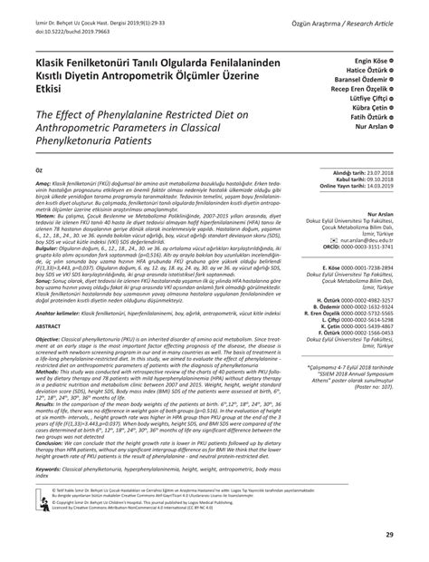 Pdf The Effect Of Phenylalanine Restricted Diet On Anthropometric