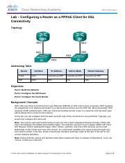 Lab Configuring A Router As A PPPoE Client For DSL Connectivity Pdf Lab