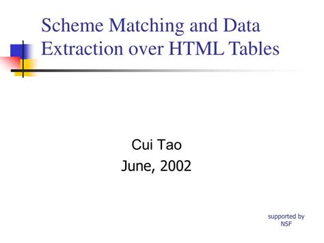 Ppt Scheme Matching And Data Extraction Over Html Tables Powerpoint