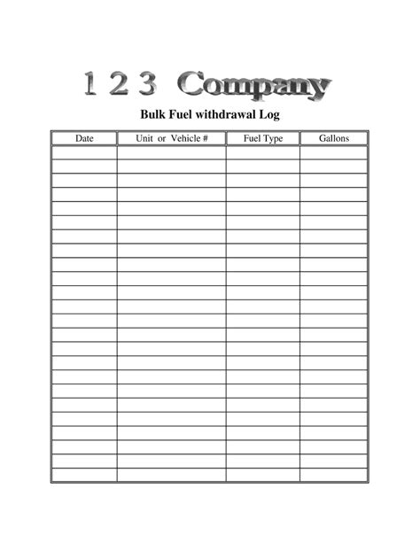 Fuel Log Template Fill Online Printable Fillable Blank PdfFiller