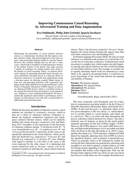 Pdf Improving Commonsense Causal Reasoning By Adversarial Training