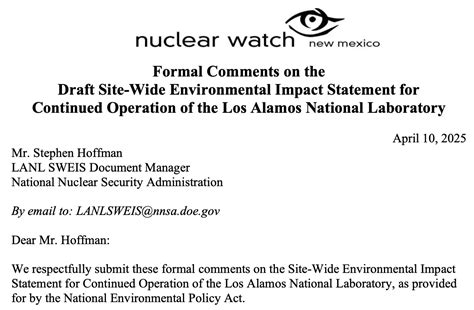 Formal Scoping Comments On The Pit Production Programmatic
