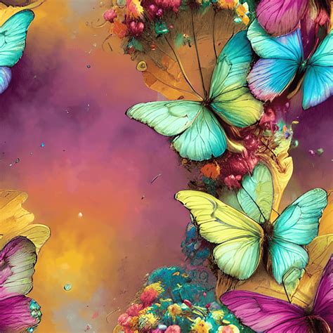 Rainbow Butterflies Background · Creative Fabrica