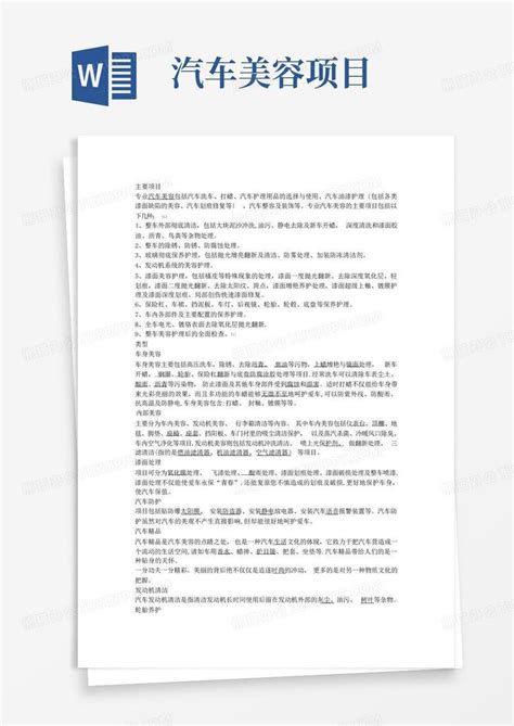 汽车美容项目word模板下载编号lmgmdyma熊猫办公