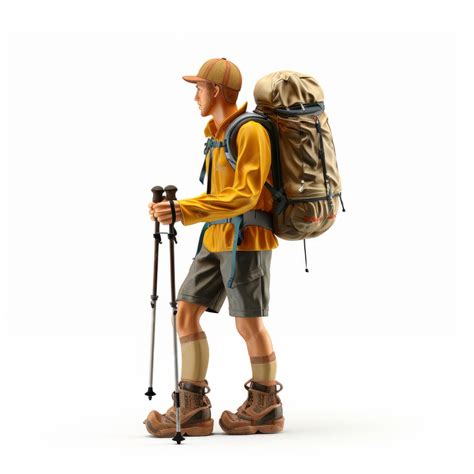 Premium Photo Realistic 3d Model Of Male Hiking Figure With Backpack