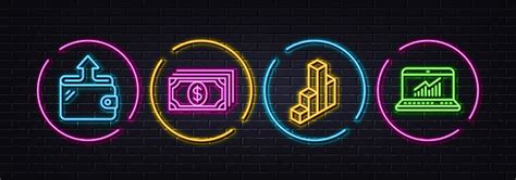 지갑 지불 및 3d 차트 최소 선 아이콘 웹 응용 프로그램 인쇄용 네온 레이저 3d 조명 벡터 감소에 대한 스톡 벡터 아트 및 기타 이미지 Istock