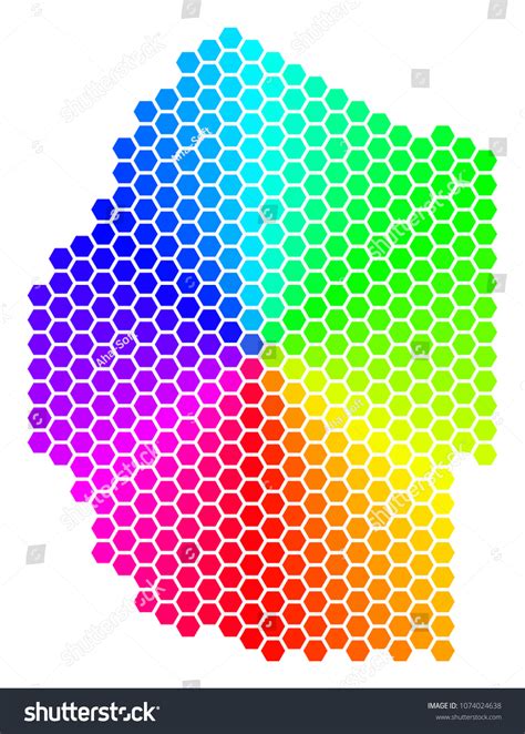 Hexagon Spectrum Swaziland Map Vector Geographic Stock Vector Royalty Free 1074024638